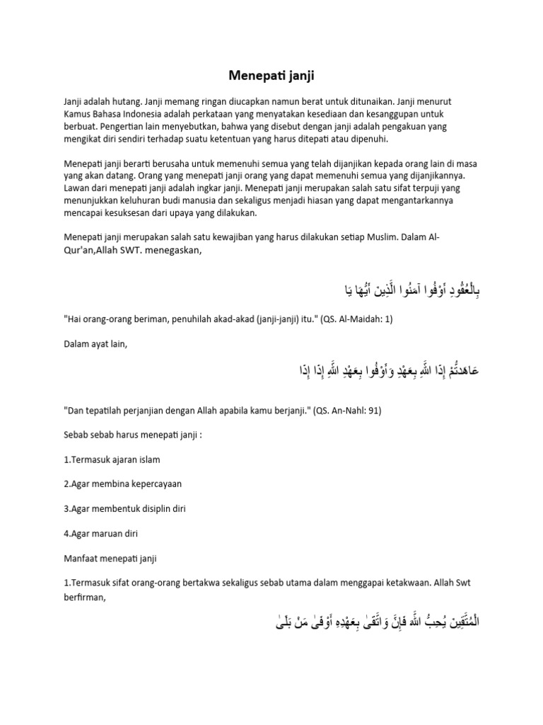 Menepati Janji | PDF