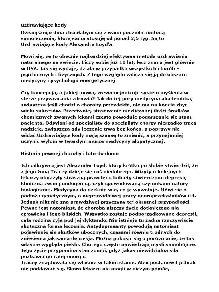 Kody Uzdrawiania Program 12 Dni | PDF