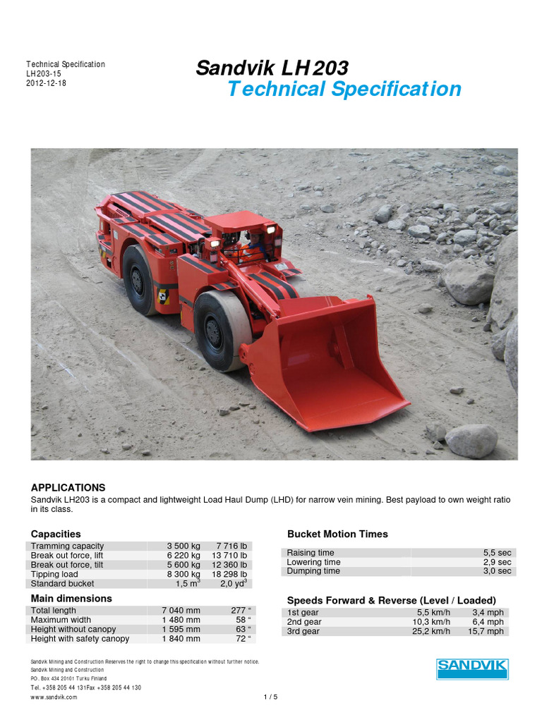 Sandvik LH203 15 | PDF | Brake | Axle