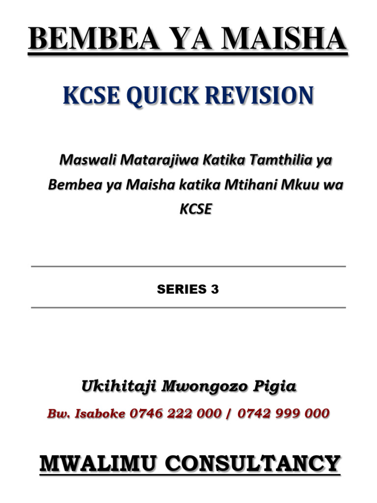 Bembea Ya Maisha Revision s3 | PDF