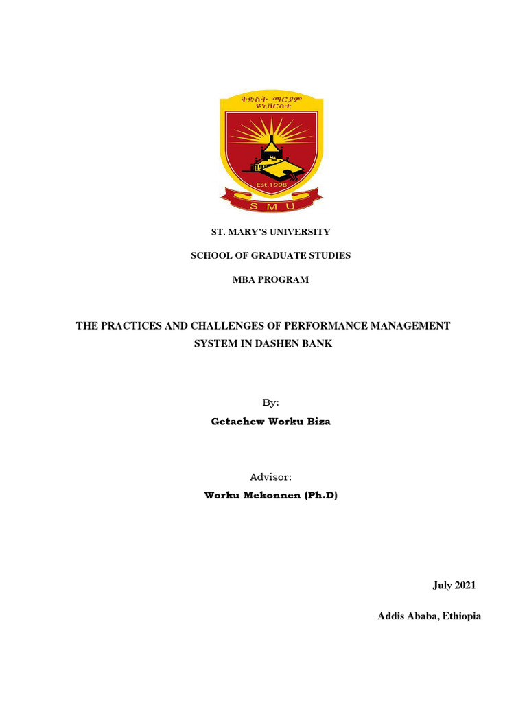 Getachew Worku Biza Thesis 2 After Defense Edited | PDF | Performance Management | Goal