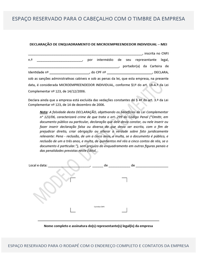 declaracao_de_enquadramento_de_microempreendedor_individual_MEI | PDF