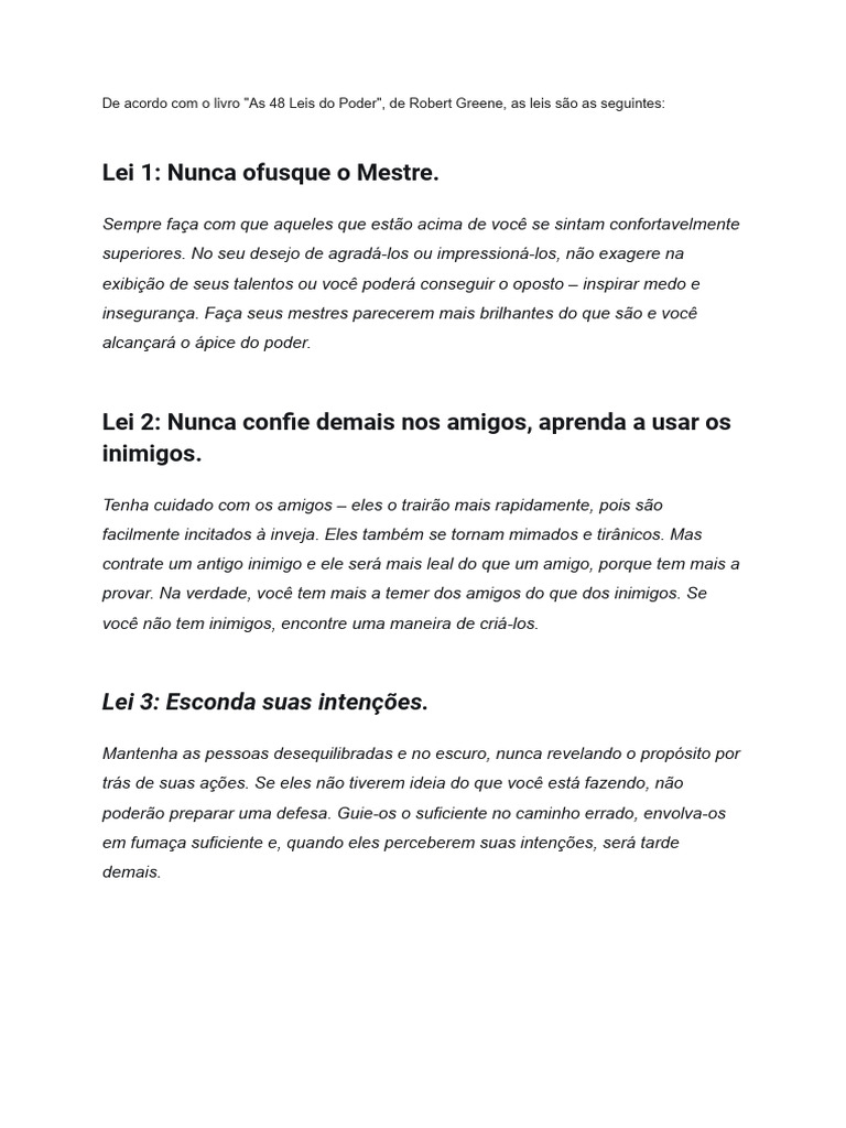 Resumo das 48 Leis do Poder | PDF | Espionagem | Tempo