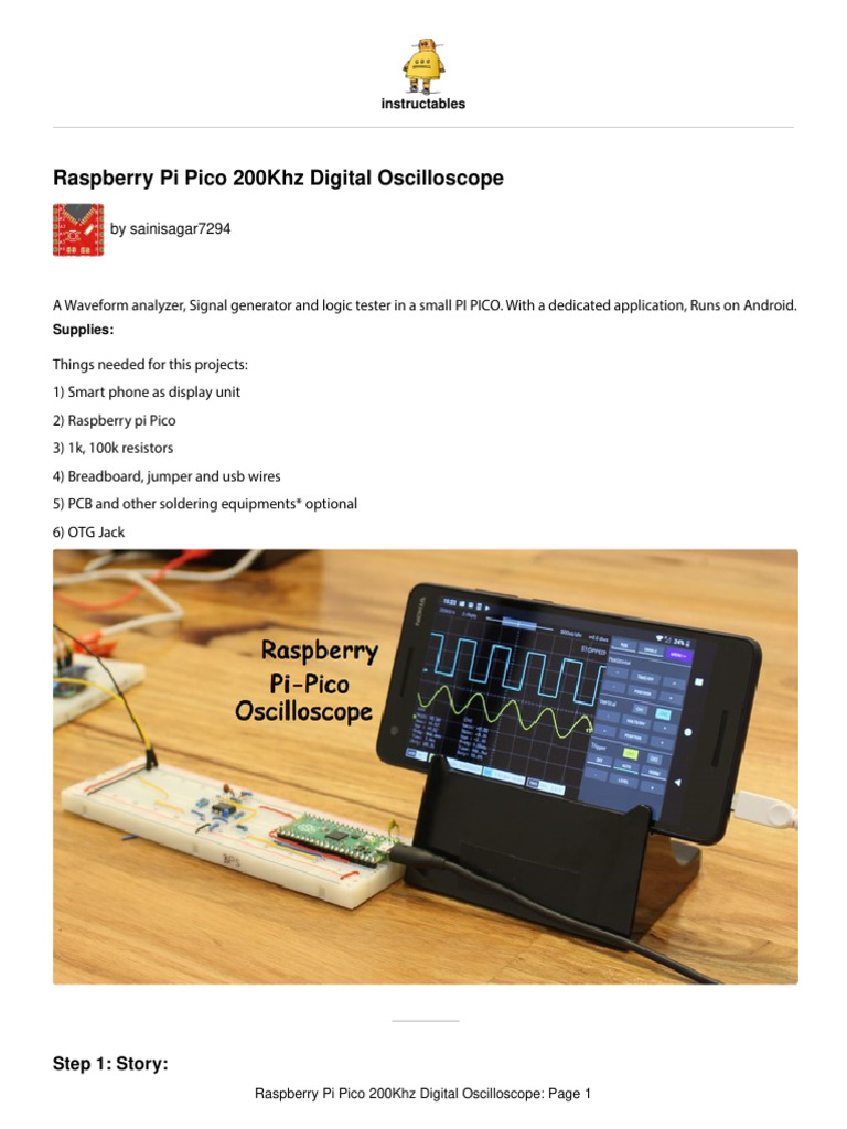 Raspberry Pi Pico 200Khz Digital Oscilloscope | PDF | Raspberry Pi | Printed Circuit Board