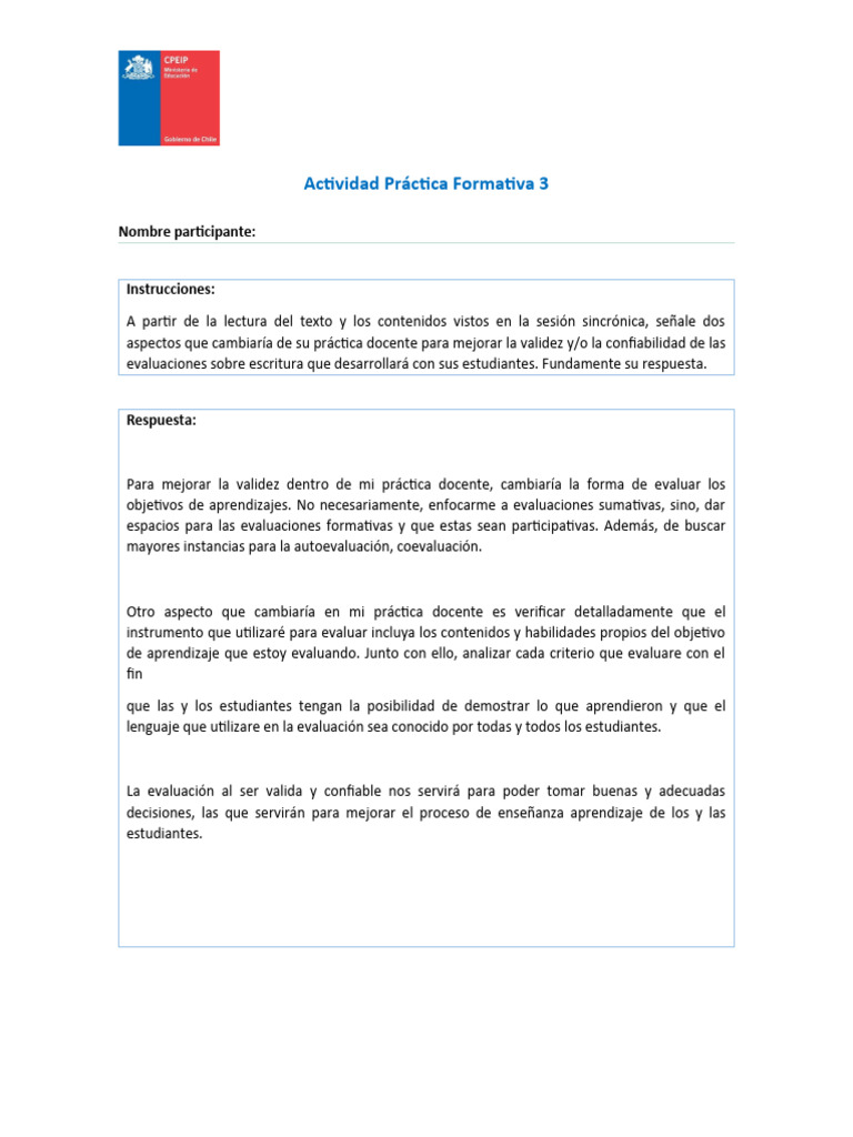 Evelyn Castro Jaque Actividad Práctica Formativa 3 - Semana 4 03-Septiembre | PDF