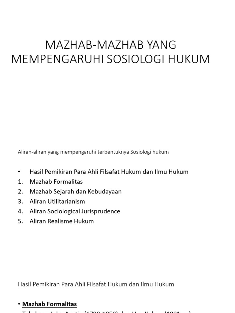 Pengaruh Mazhab dalam Sosiologi Hukum | PDF