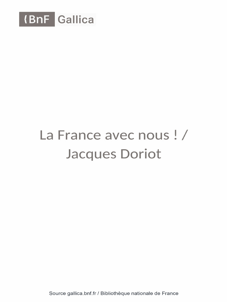 La France Avec Nous! Jacques Doriot | PDF
