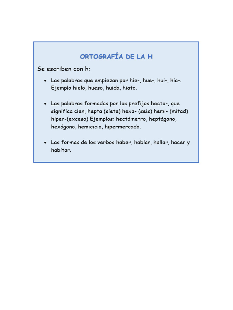 Ortografia de La H Explicacion | PDF