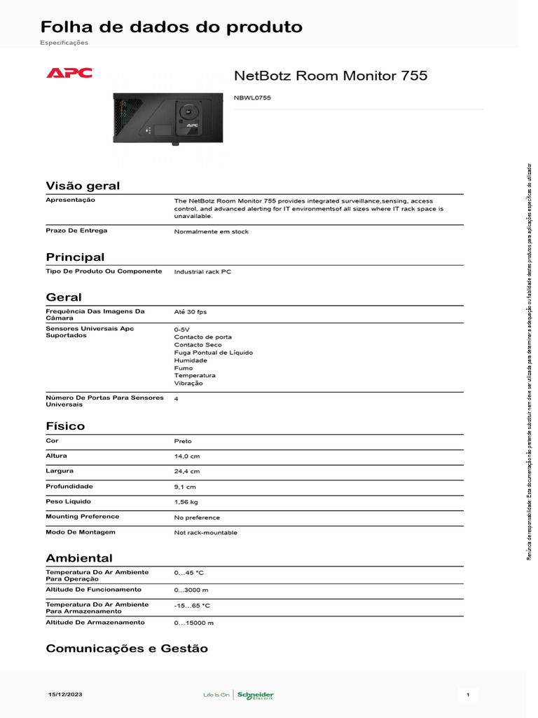Monitoramento NetBotz 755 | PDF | Ambiente natural | Natureza
