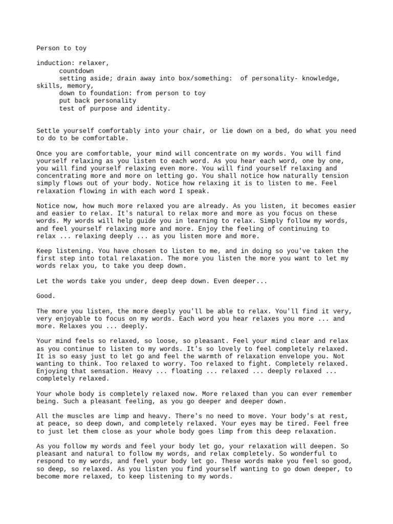 Person To Toy Mental Transformation (Script) | PDF