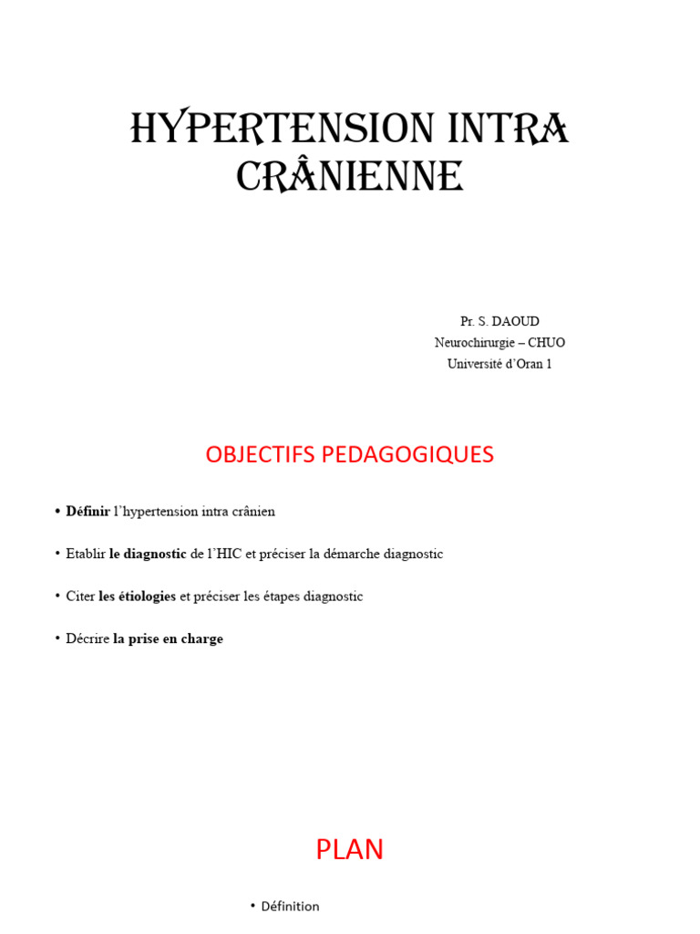 Définition et prise en charge de l'HIC | PDF | Médecine clinique ...