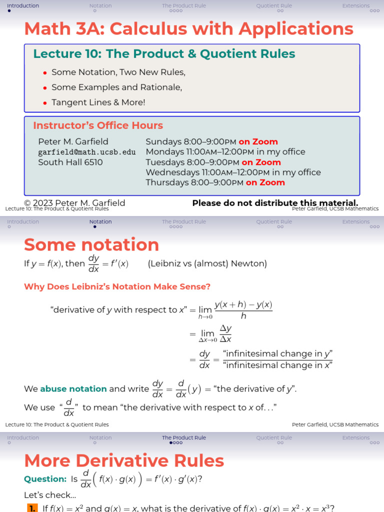 10 Product and Quotient Rules | PDF | Derivative | Mathematical Physics