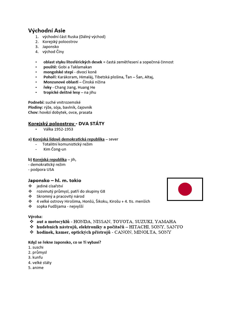 13) V Asie - Pracovní List | PDF