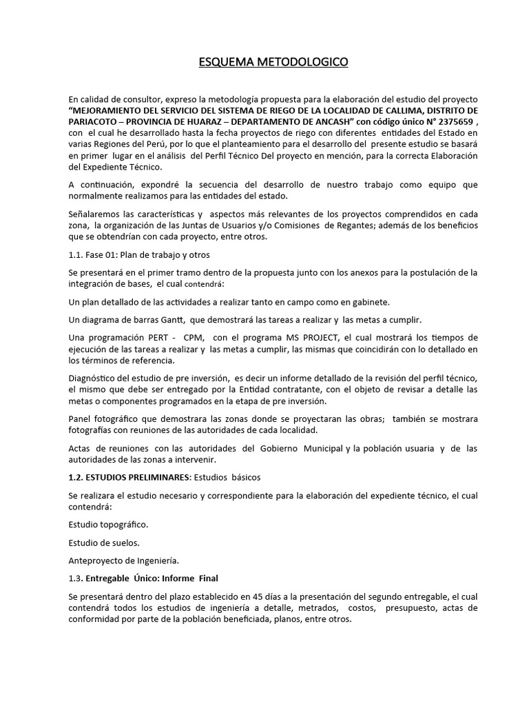 Esquema Metodologico Callima | PDF