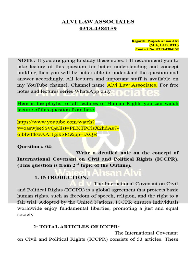 Human Rights Question No 4 ICCPR. | PDF