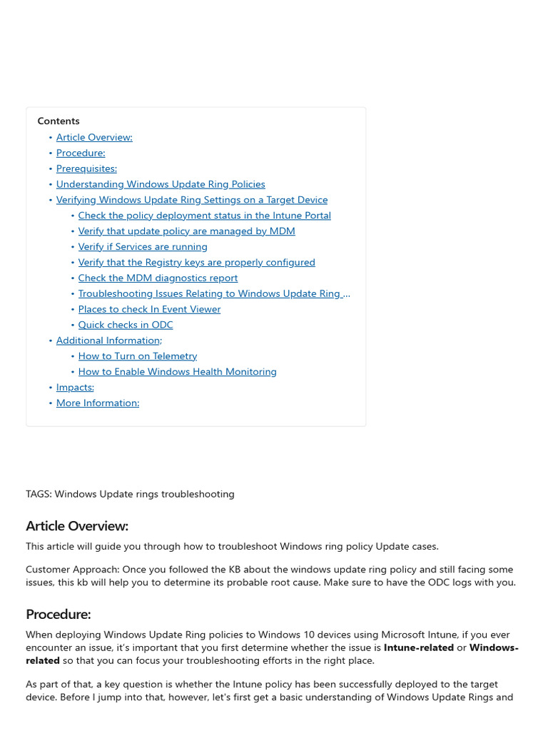 Windows Update Ring Troubleshooting | PDF | Microsoft Windows | Windows ...