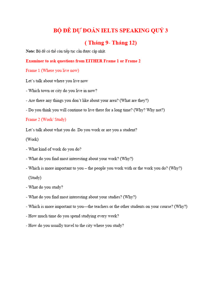 Ielts Speaking - Quý 3 | PDF | Clothing | Fashion
