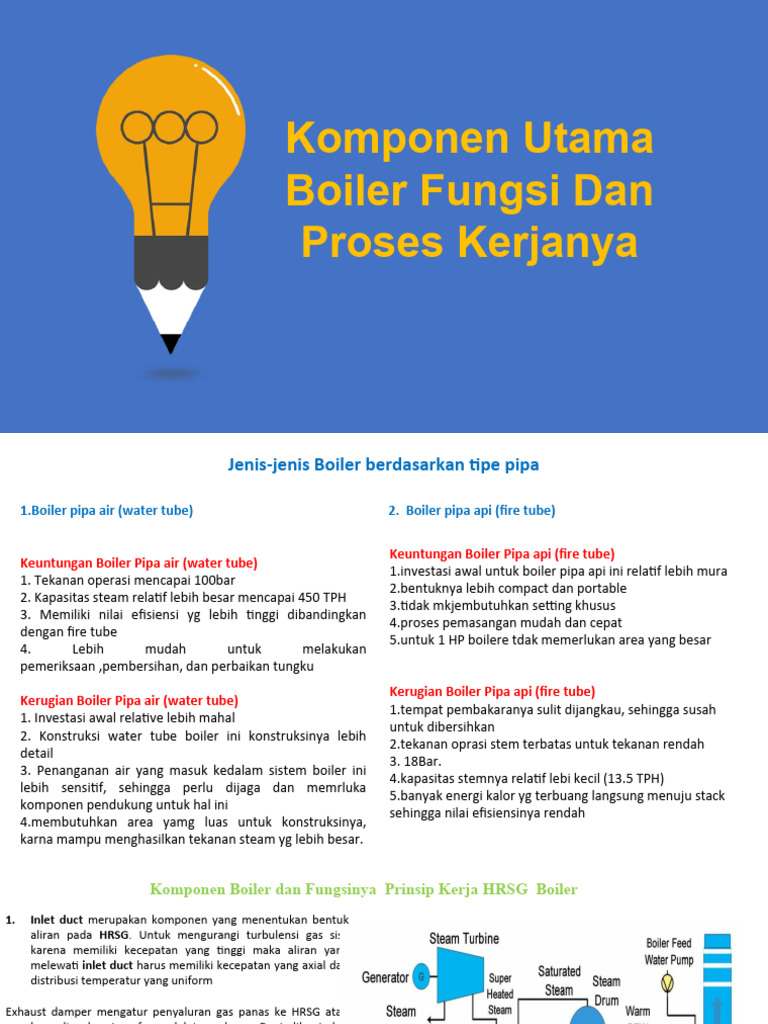 Komponen Utama Boiler Dan PLTU Dan Proses Kerjanya 2023 | PDF