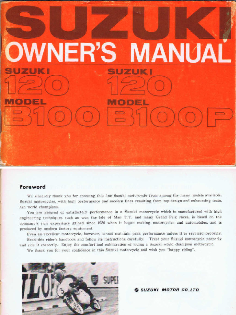 Suzuki B100P Owners Manual | PDF