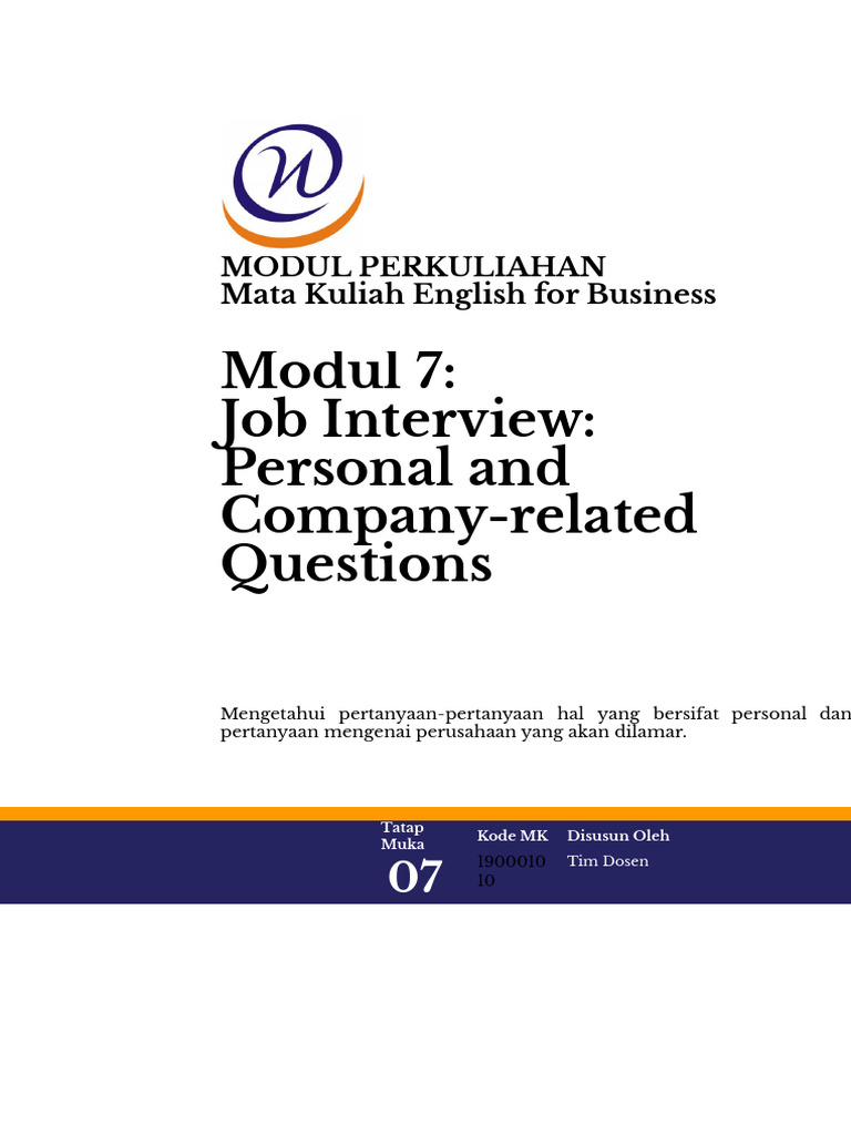 Modul EFB Unit 7 | PDF | Job Interview | Salary