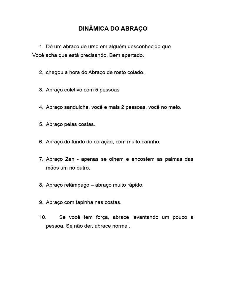 Dinâmica Do Abraço | PDF