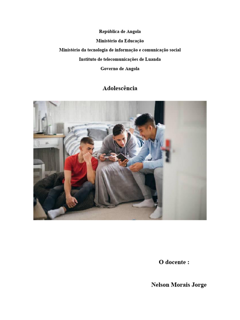 Adolescência Marcos - Wëesley - GGGJF | PDF | Adolescência | Gravidez