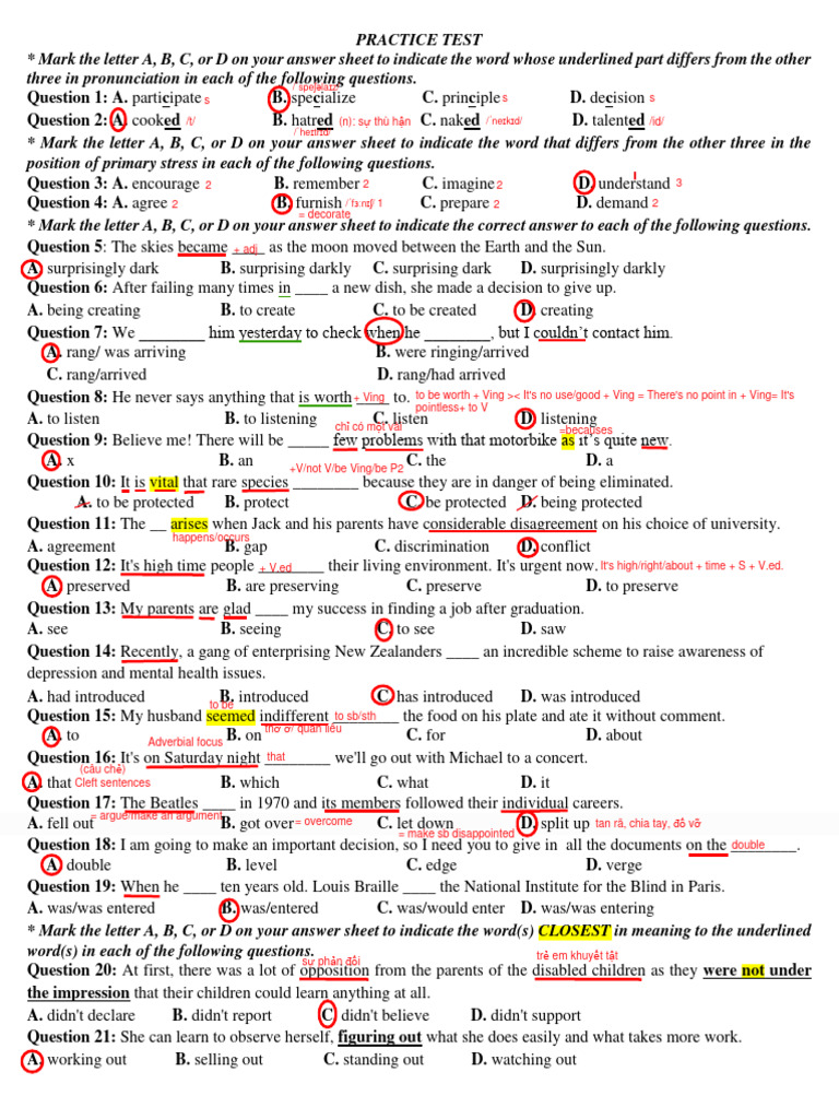 Practice Test G12 Midterm 1 Key Pdf