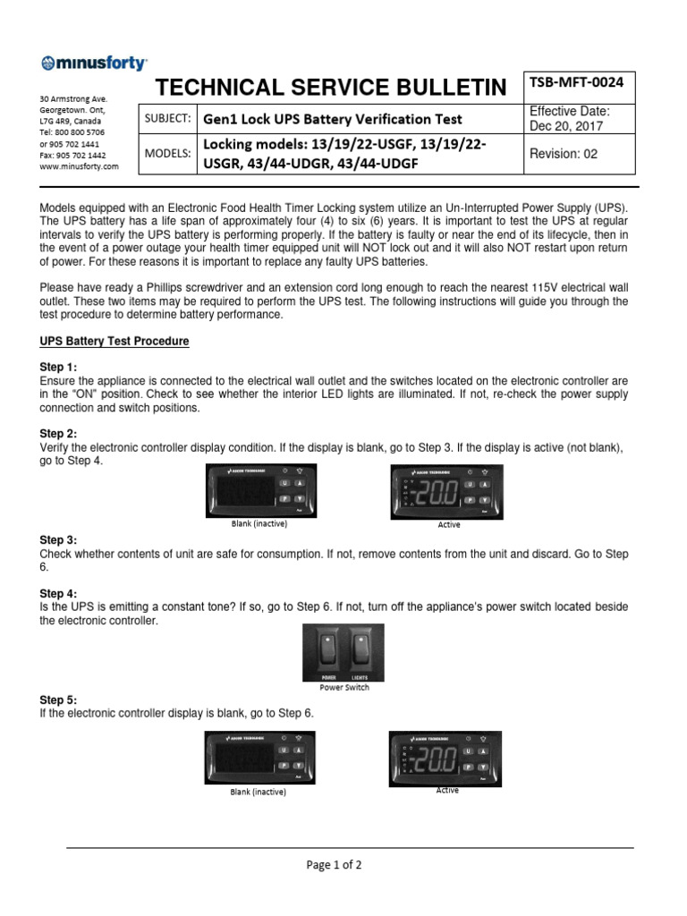 TSB MFT 0024 Gen1 LOCK UPS BATTERY VERIFICATION TEST | PDF