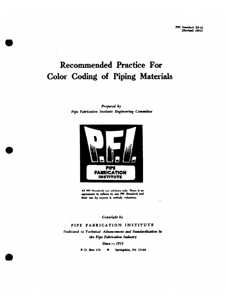 PFI ES-22 1993 Color Coding of Piping Material | PDF