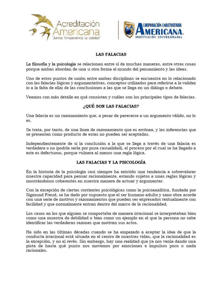 LAS FALACIAS Guía de Classe | PDF | Ciencia y matemáticas