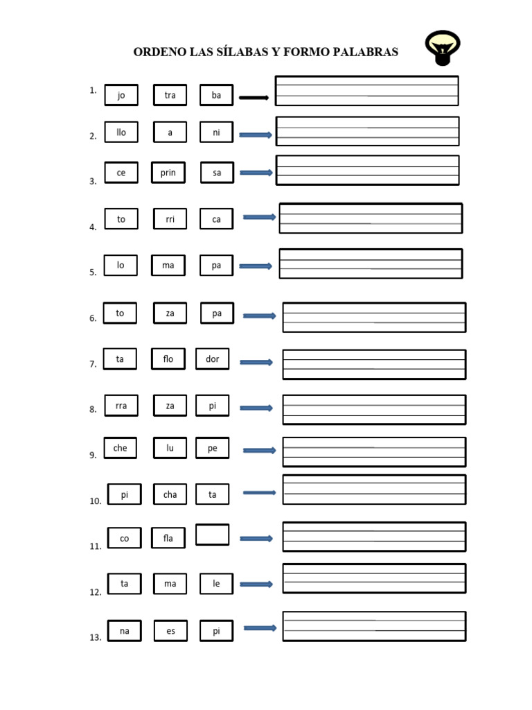 Ordeno Las Silabas y Formo Palabras | PDF