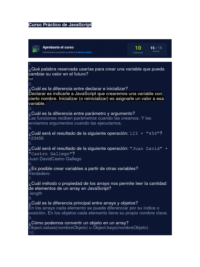 Curso Práctico de JavaScript | PDF Curso Práctico de JavaScript | PDF