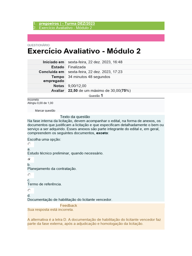 Exercício Avaliativo - Módulo 2 | PDF