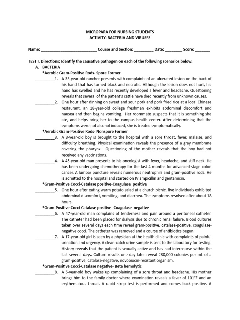 Micropara For Nursing Students | PDF | Pneumonia | Diarrhea