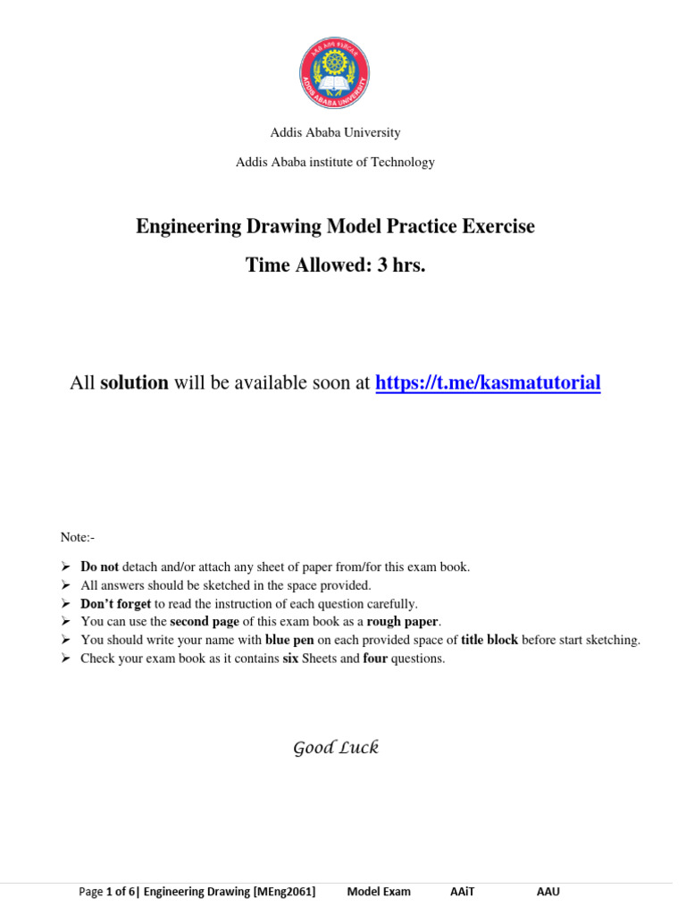 Engineering Drawing Model Exam 2022 - 23 | PDF