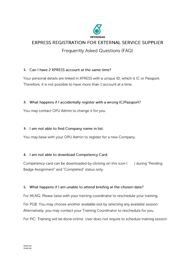 Express Registration For External Service Supplier Faq | PDF