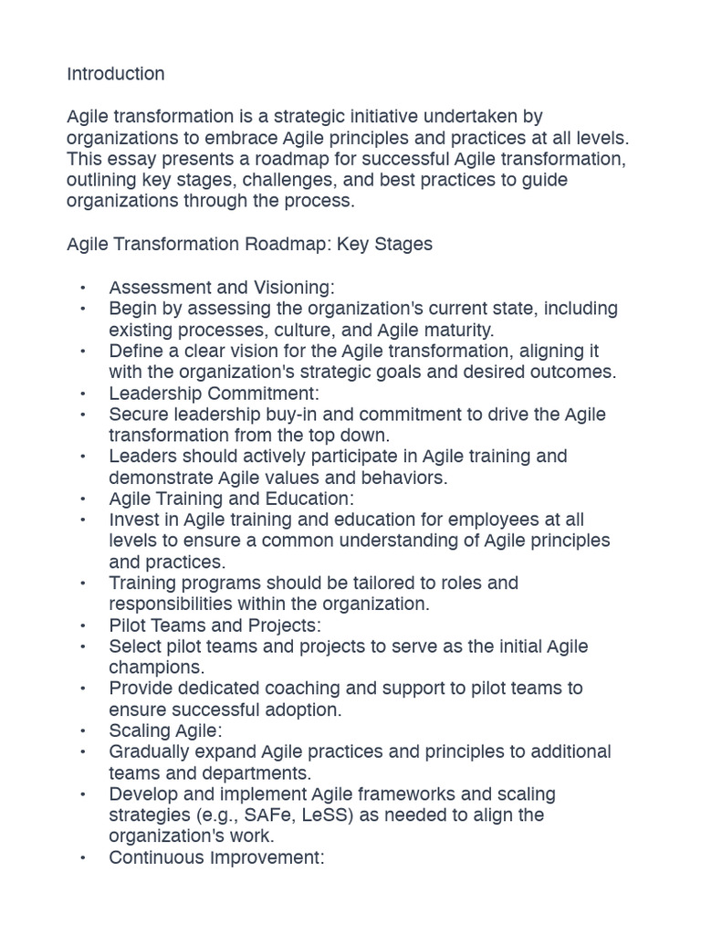 Agile Transformation Roadmap | Download Free PDF | Agile Software ...