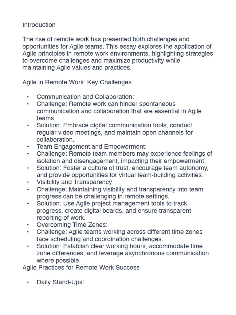 Agile in Remote Work | PDF | Agile Software Development | Collaboration