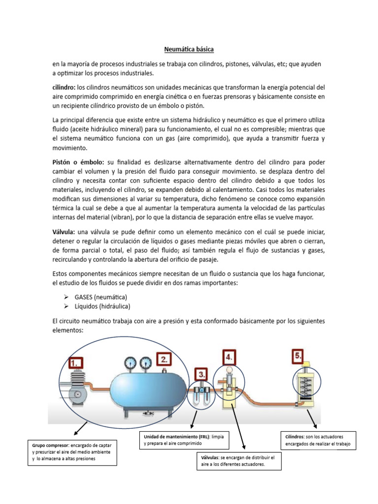 Neumática Básica | PDF | Pistón | Gases
