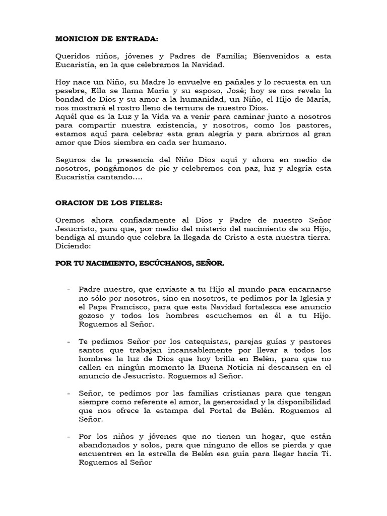 Celebración De La Navidad En Eucaristía Pdf Eucaristía Amor
