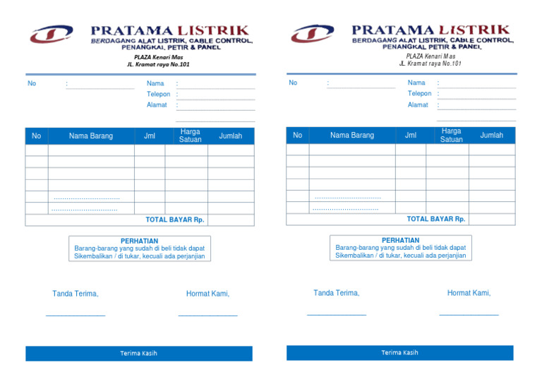 10 Contoh Nota Toko | PDF
