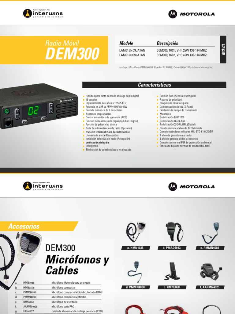 Manual del Radio Móvil DEM300 | PDF | Micrófono | Radio