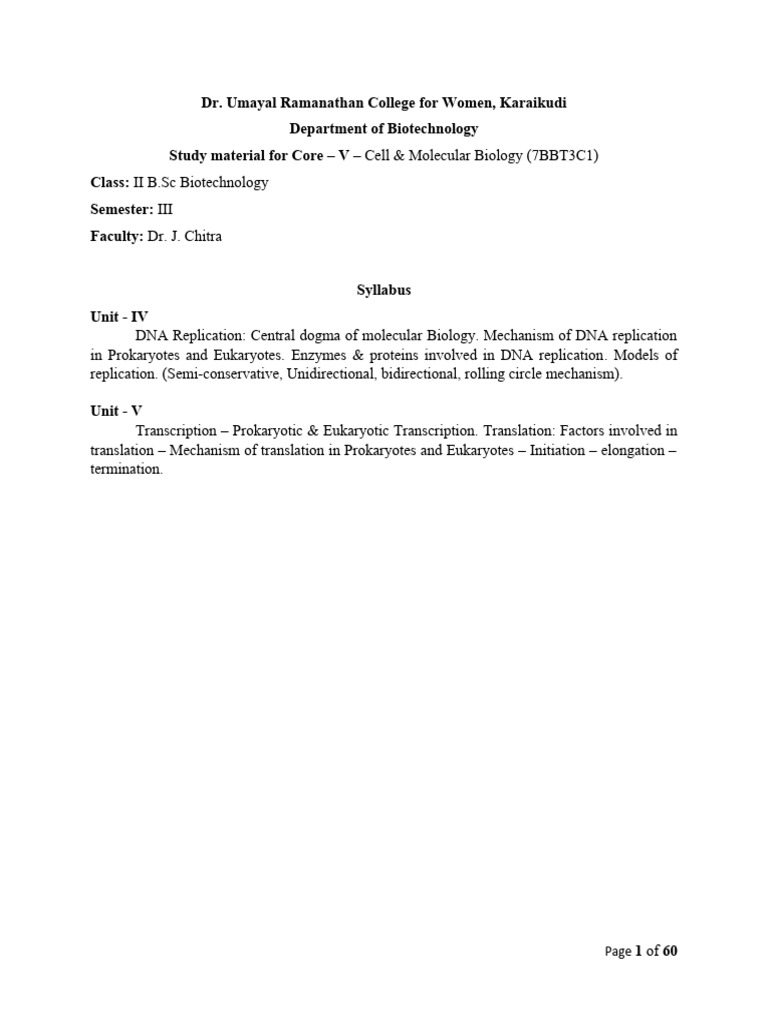 Cell & Molecular Biology Study Guide | PDF | Dna Replication ...