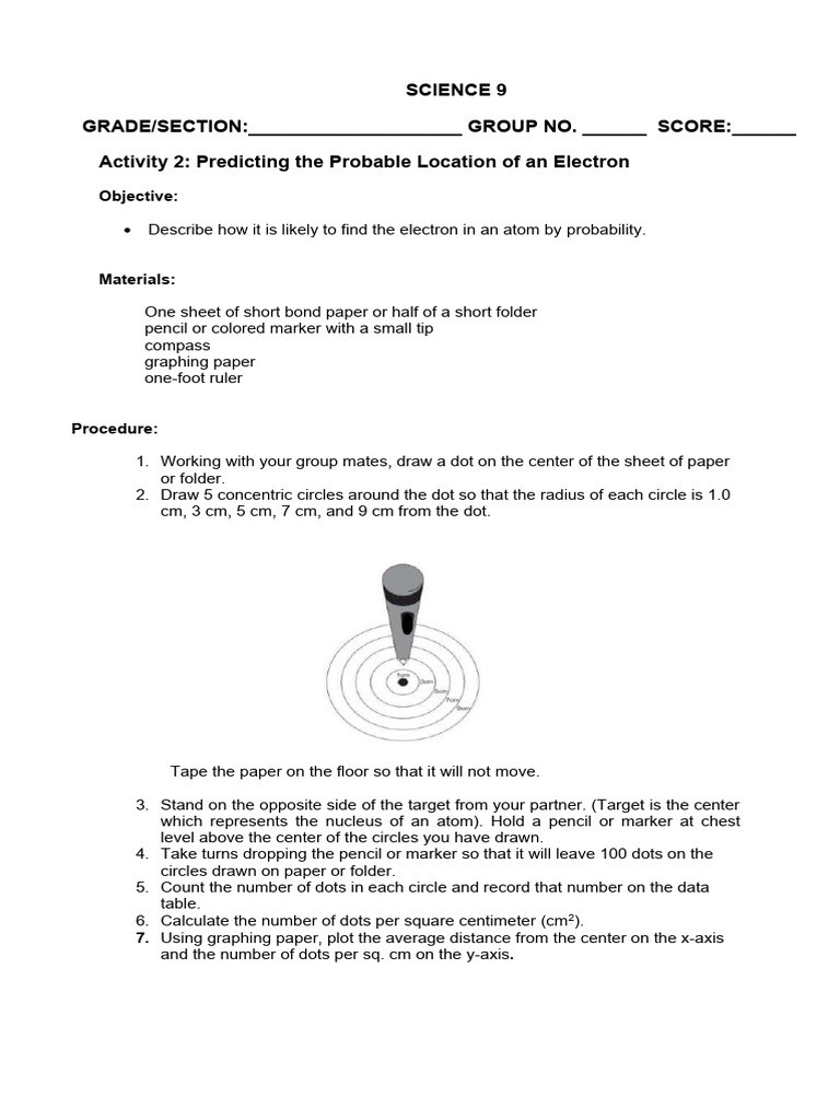 Science 9 Predicting The Probable Location Of An Electron Pdf