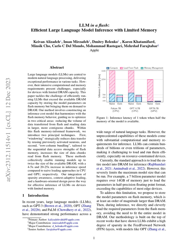 LLM in A Flash: Efficient Large Language Model Inference With Limited Memory | PDF | Computer ...