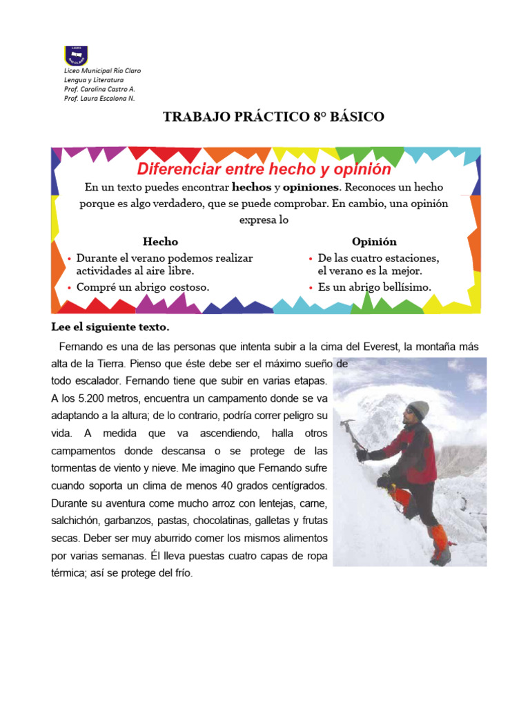 Guía de Hechos y Opinión | PDF