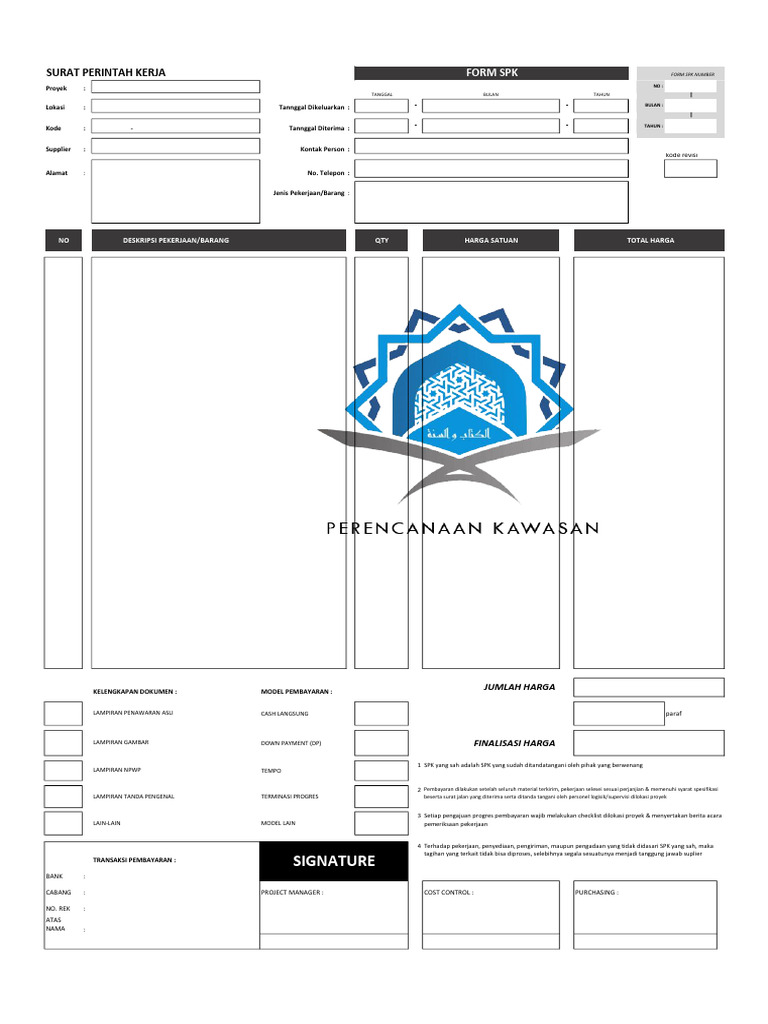 Surat Perintah Kerja Proyek SPK CI1 | PDF