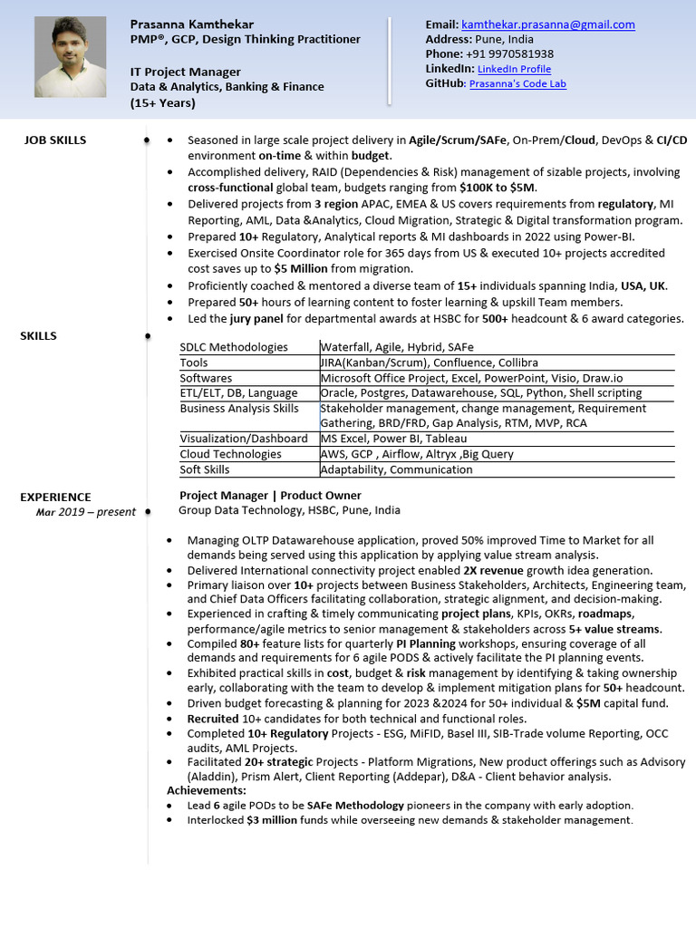 Prasanna Kamthekar Resume | PDF | Automation | Agile Software Development