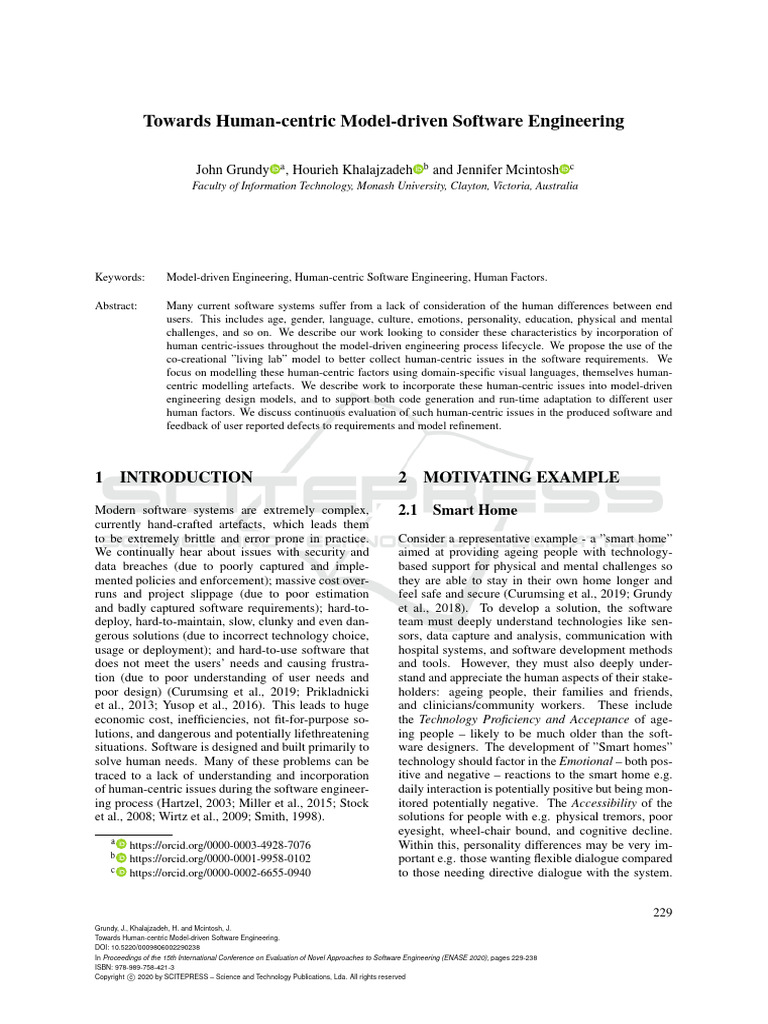 2020-Towards Human-Centric Model-Driven Software Engineering | PDF | Software | Usability