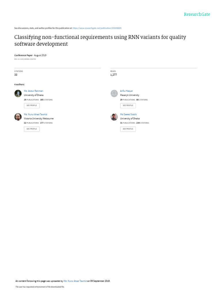 Classifying Non-Functional Requirements Using RNN | PDF | Statistical Classification | Machine ...